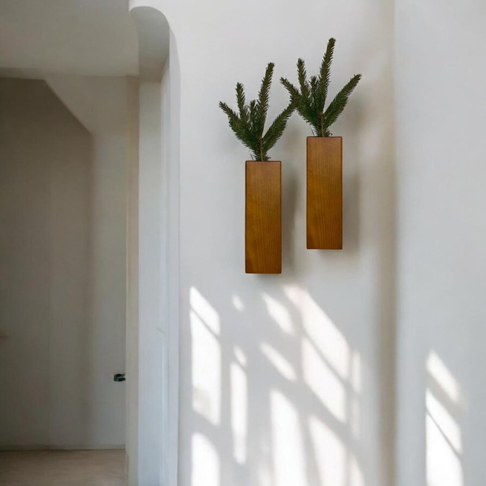 Handmade Pine Wood Vase, Aesthetic Dried Flowers Vase, Indoor Plants ...