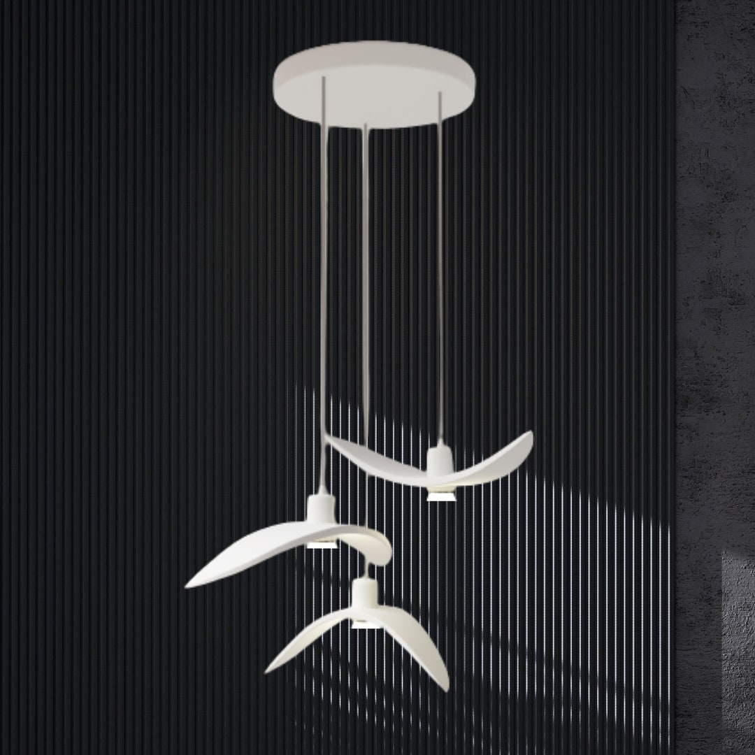 Wooden Wings Lamp Shade, Minimalist Chandelier, Custom Office Pendant ...