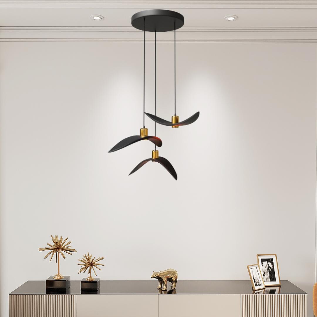 Led Ceiling Chandelier, Black Wings Lamp, Led Wings Fixtures ...