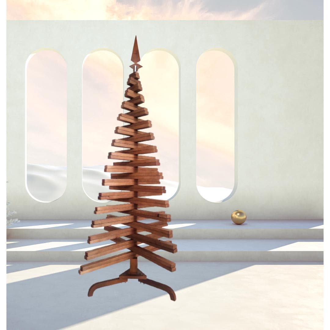 Festive Wooden Dark Walnut Christmas Tree, Handmade Holiday Decor ...