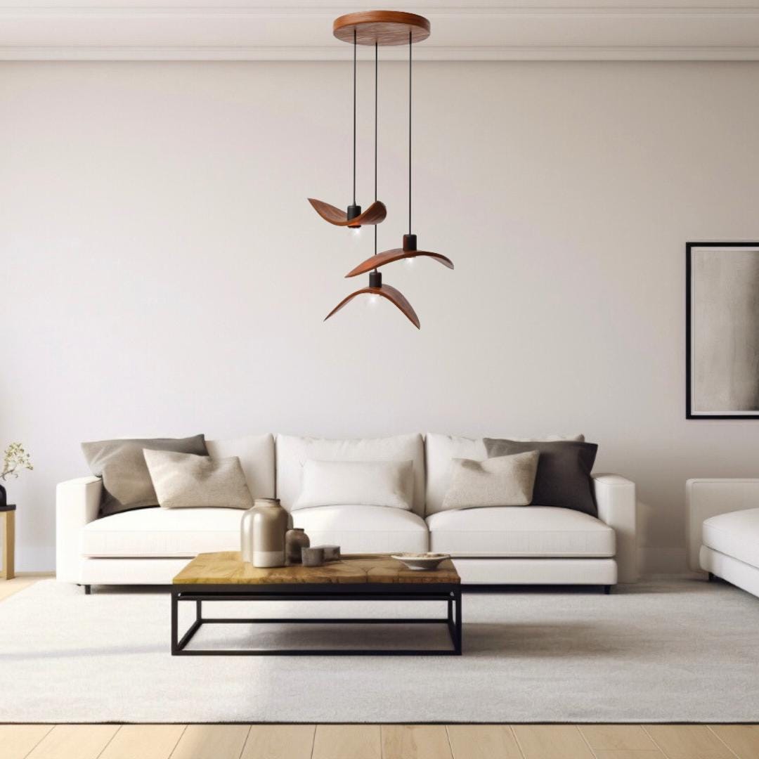 Wooden Ceiling Wings Lamp, Ceiling Decor, Brown Wooden Chandelier ...