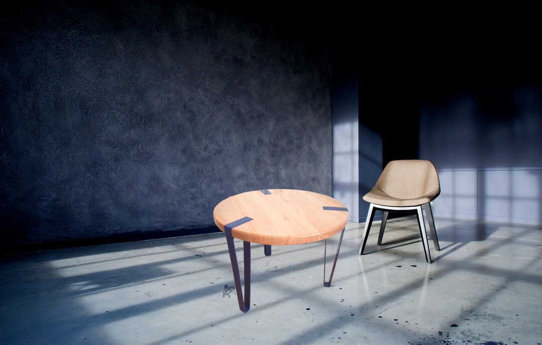 Wooden Round Table Handmade Wood Desk Reclaimed Wood Coffee Tea Table ...