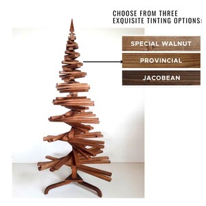 Festive Wooden Dark Walnut Christmas Tree, Handmade Holiday Decor ...