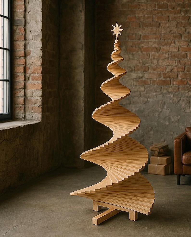 Original Xmas Decor, Faux Christmas Tree, Large Holiday Wooden Tree ...