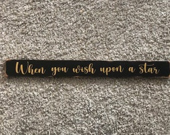 Wish Upon A Star Wooden Wall Sign in Disney Font With - Etsy