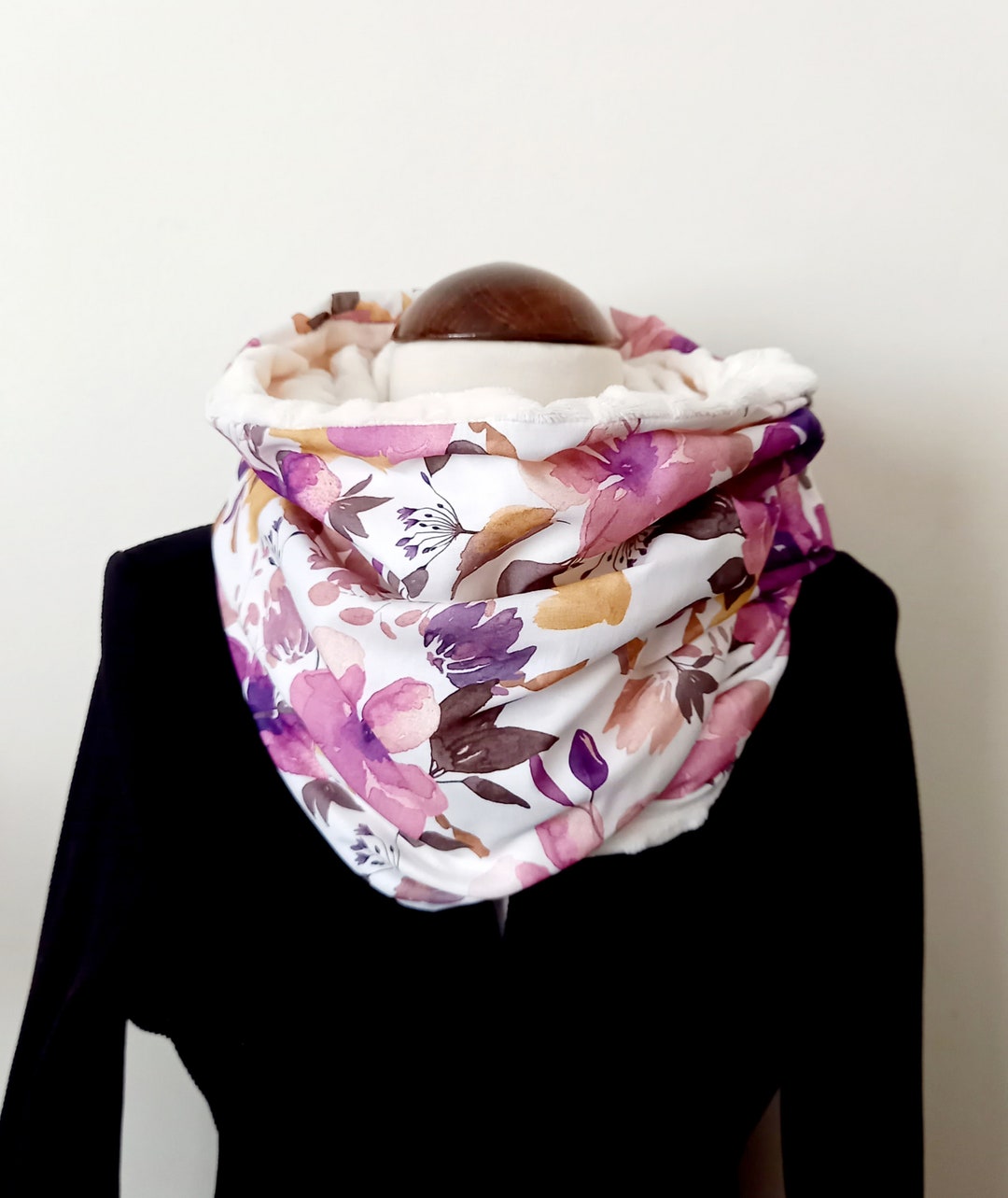Snood, Double Wrap Scarf, Snood, Floral, Woman, Minky or Sherpa Color ...