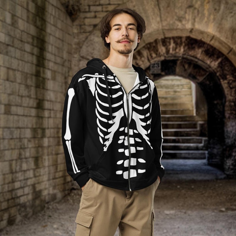 Mens Skeleton Zip up Hoodie - Etsy