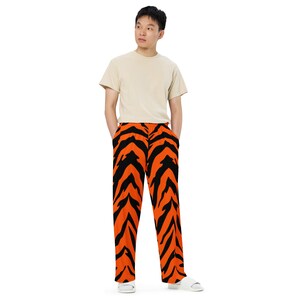 Bengal Tiger Stripe Unisex Wide-leg Pants, Sporty Tiger Striped ...