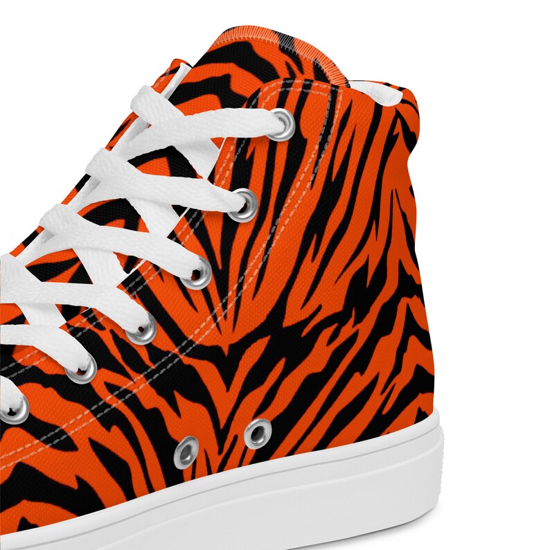 Bengal Tiger Stripe Men’s High Top Canvas Shoes, Animal Stripes High ...