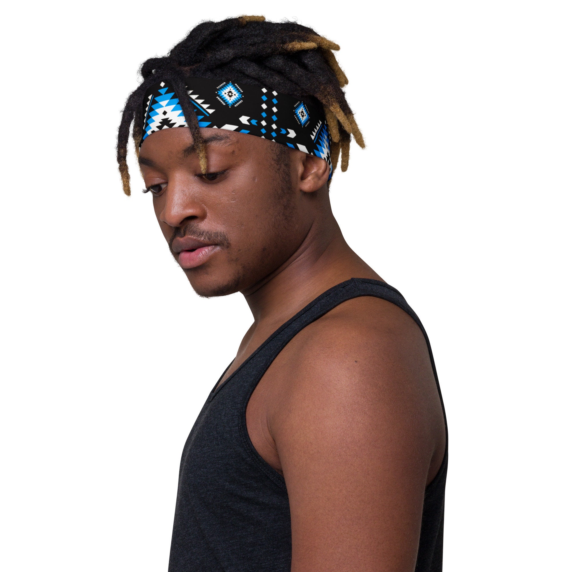 Native American Inspired Cloth Headband, Geometric Diamonds and Squares ...