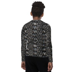 Onyx Dragon Scale Youth Rash Guard, Black Dragon's Scaly Hide Pattern ...