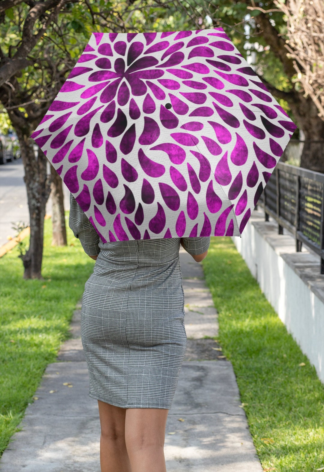 Abstract Pink Flower Petals Automatic Foldable Umbrella Cute - Etsy