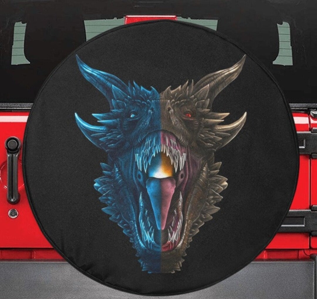 Roaring Dragon in the Dark Spare Tire Cover, Cool Dragon Face Rear ...
