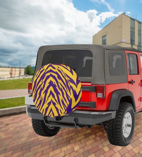 Purple and Gold Tiger Stripe Spare Tire Cover Tiger Striped | Etsy