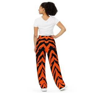 Bengal Tiger Stripe Unisex Wide-leg Pants, Sporty Tiger Striped ...
