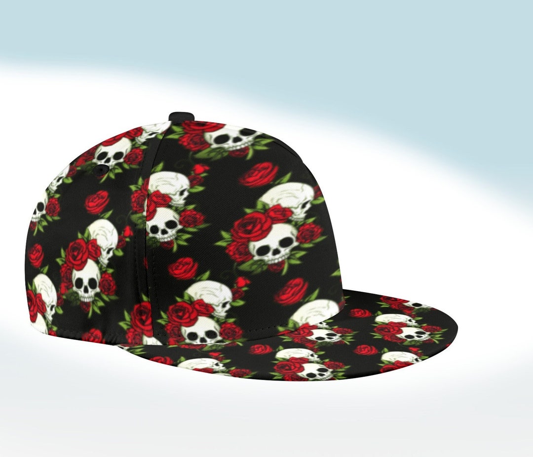 Skulls and Roses Snapback Hat, Punk Gothic Cap - Etsy