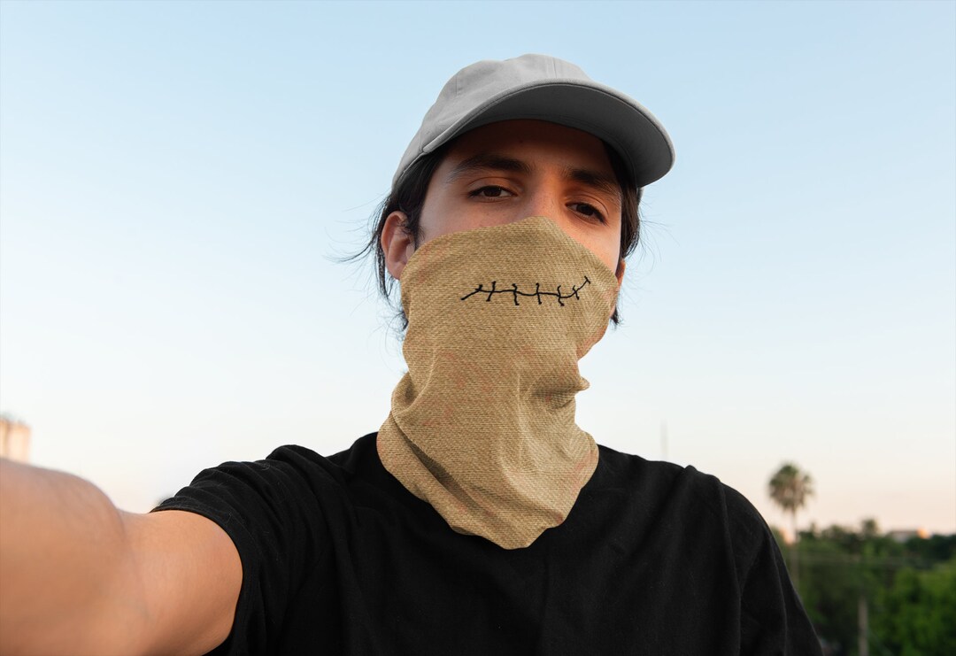 Scarecrow Neck Gaiter Burlap Pattern Face Mask Halloween - Etsy UK