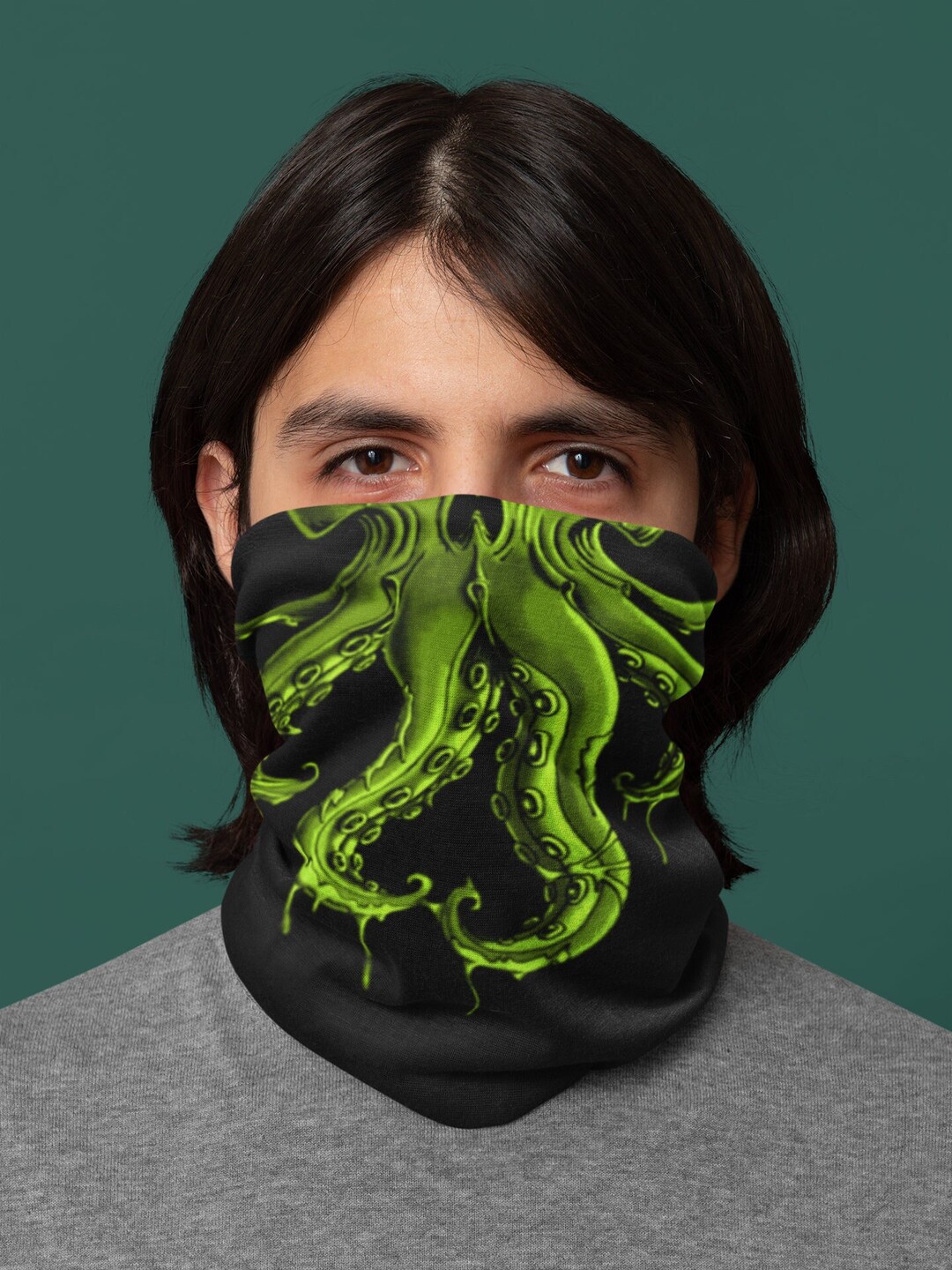 Cthulhu Neck Gaiter, Classic Monster Cloth Face Mask, Scary Spooky Face ...