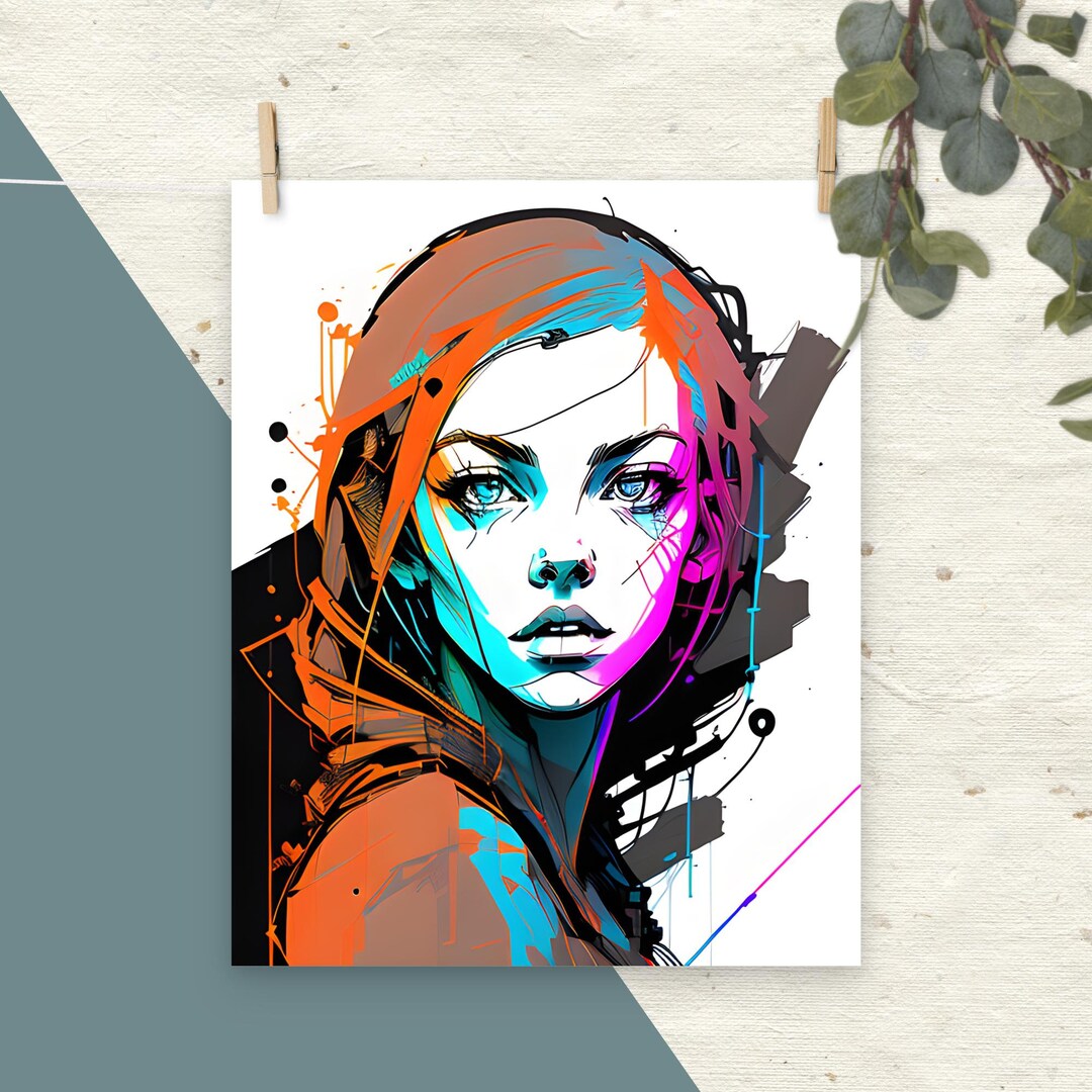 Graffiti Girl Photo Paper Poster, Colorful Woman Artwork Wall Decor - Etsy