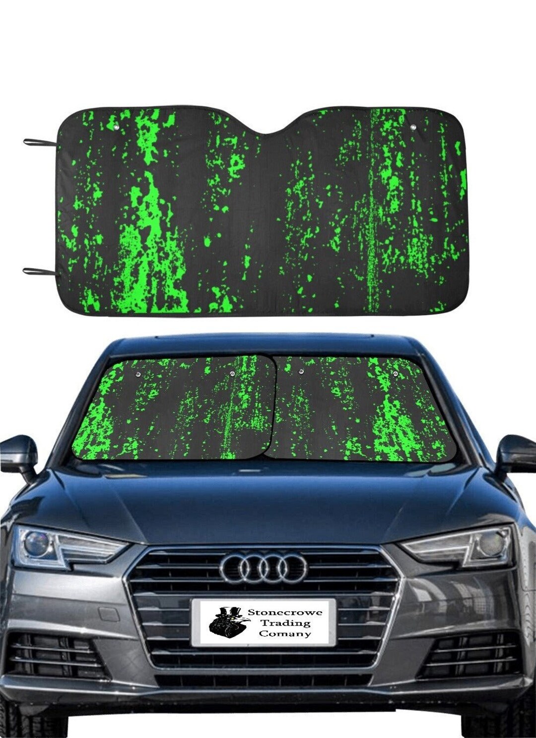 Neon Green Spray Auto Sun Shade, Paint Spray Pattern Windshield Cover ...