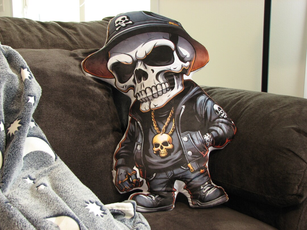 Pillow Gangster, Bad Boy Skeleton Shaped Throw Pillow, Punk Skeleton ...