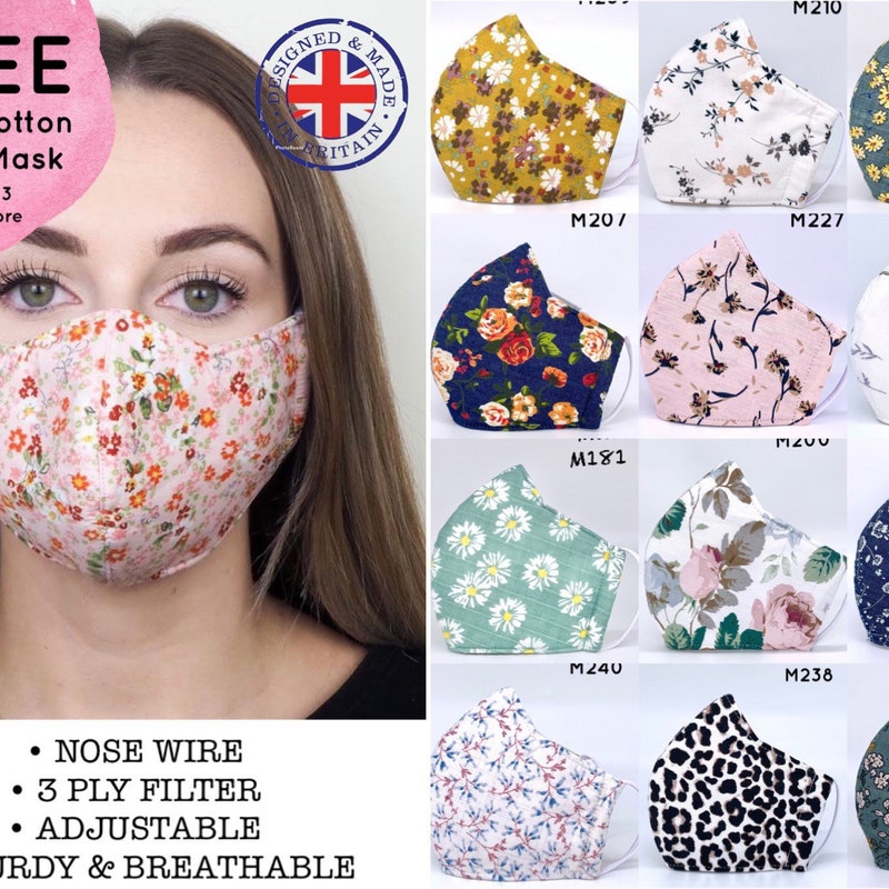 Floral Face Mask - Etsy