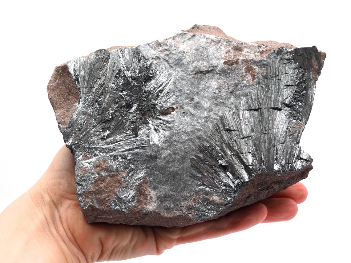 Stibine (pyrolusite Stibnite) 160mm X 110mm (1231 Gr) Large Piece ...