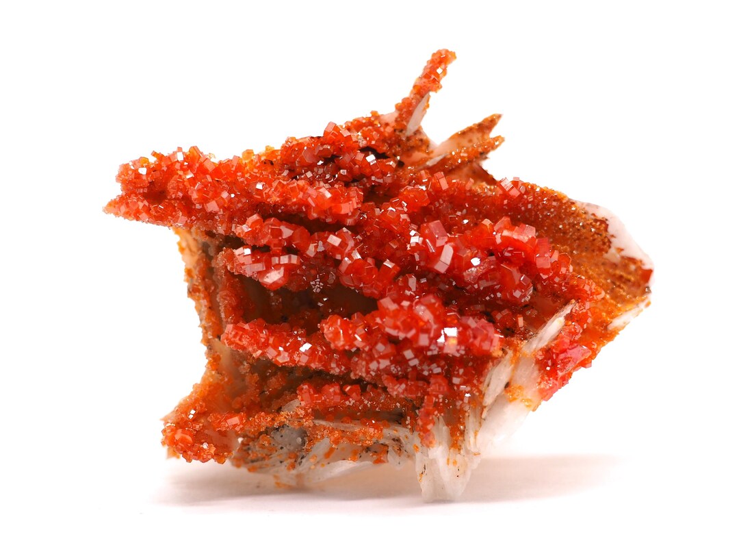Vanadinite Barite 45mm X 35mm (43 Grams). Bright Red Crystals on Barite ...