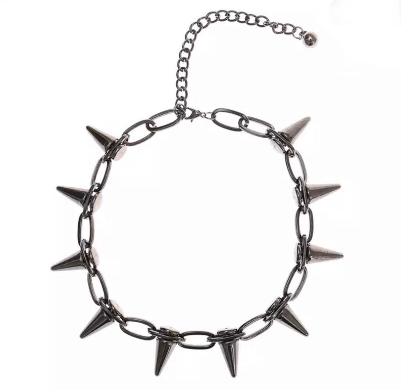 Black Spiked Necklace - Etsy