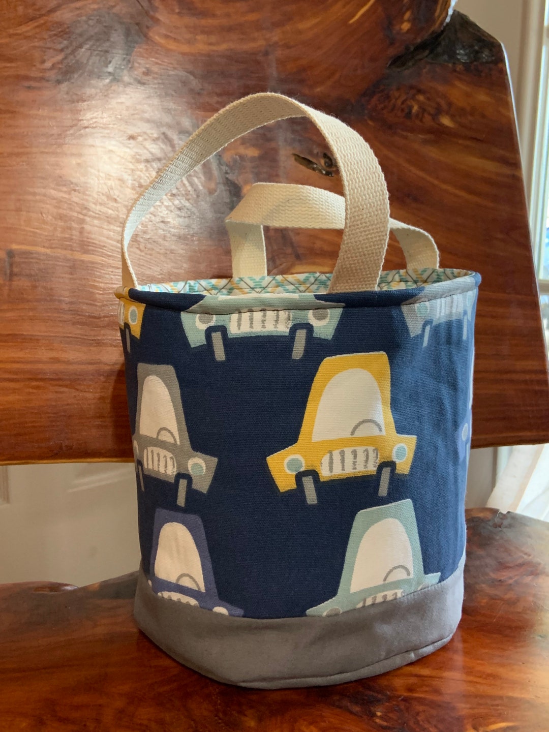 Road Trip Medium Project Bucket Tote for Knitters, Crocheters - Etsy
