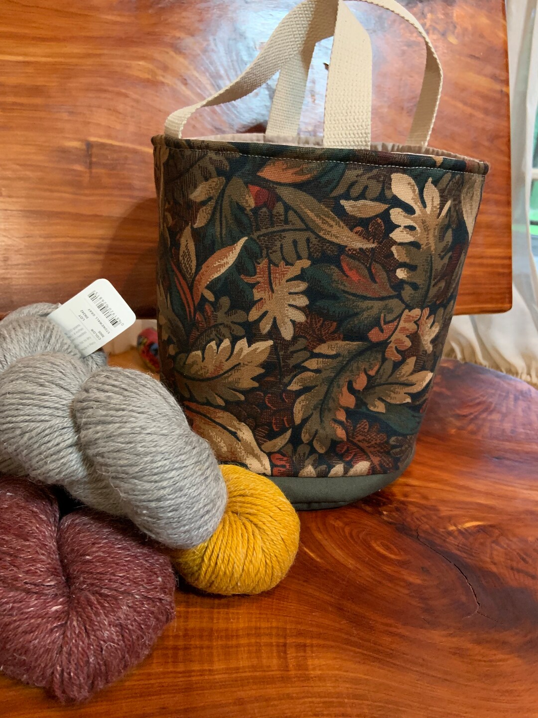 Large Fall Foliage Bucket Bag for Knitters, Crocheters - Etsy