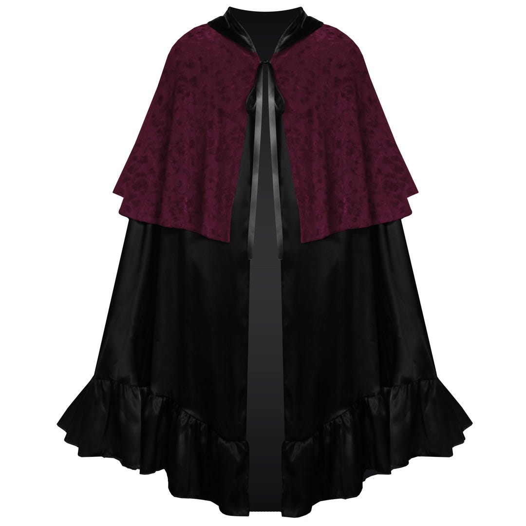 Victorian Cape Gothic Steampunk Cloak Renaissance Medieval Ruffle 2 ...