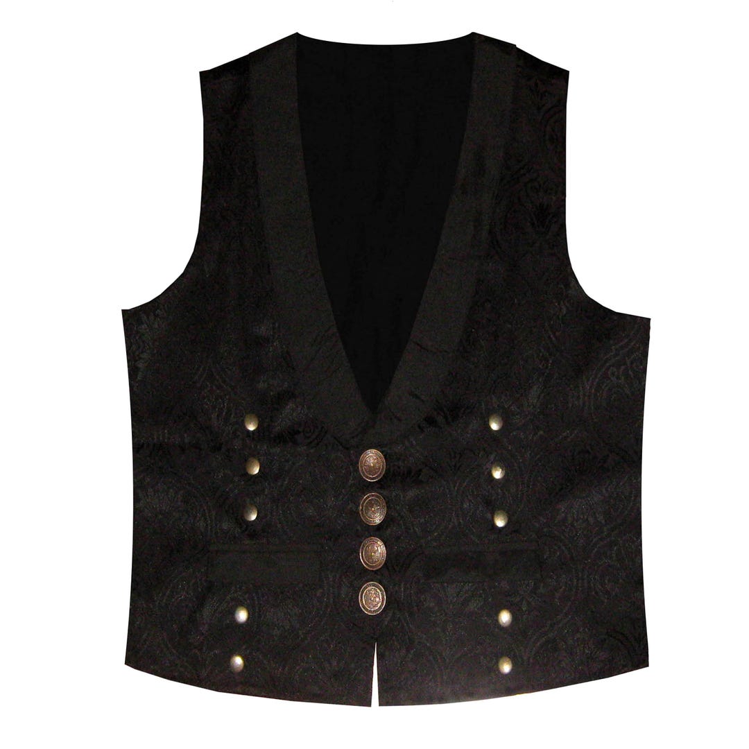 Steampunk Gothic Vest Brocade Black Victorian Edwardian Western ...