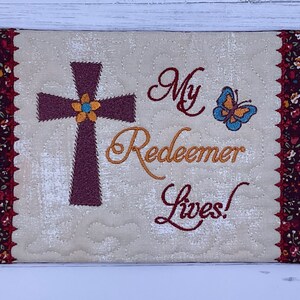 My Redeemer Lives Mug Rug, Easter Resurrection Mug Rug; Machine ...