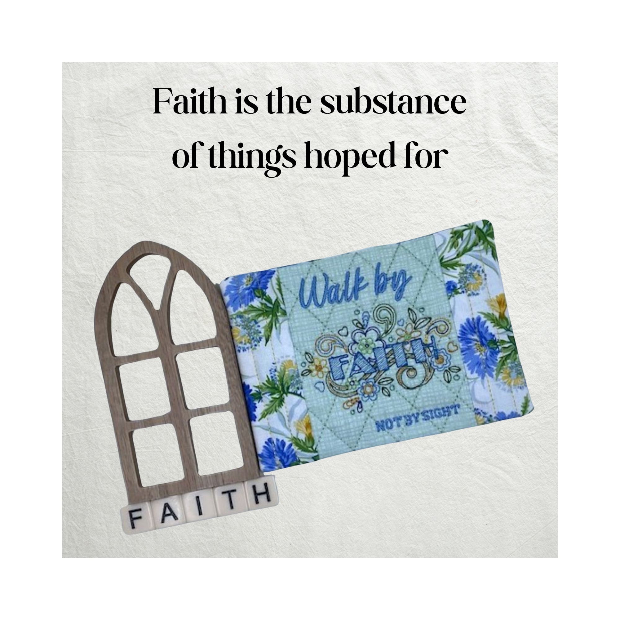 Walk by Faith Mug Rug. Bible Verse Mug Rug, Machine Embroidered ...