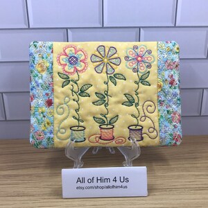 Faith Hope Love Flower Mug Rug. Machine Embroidered, Quilted and ...