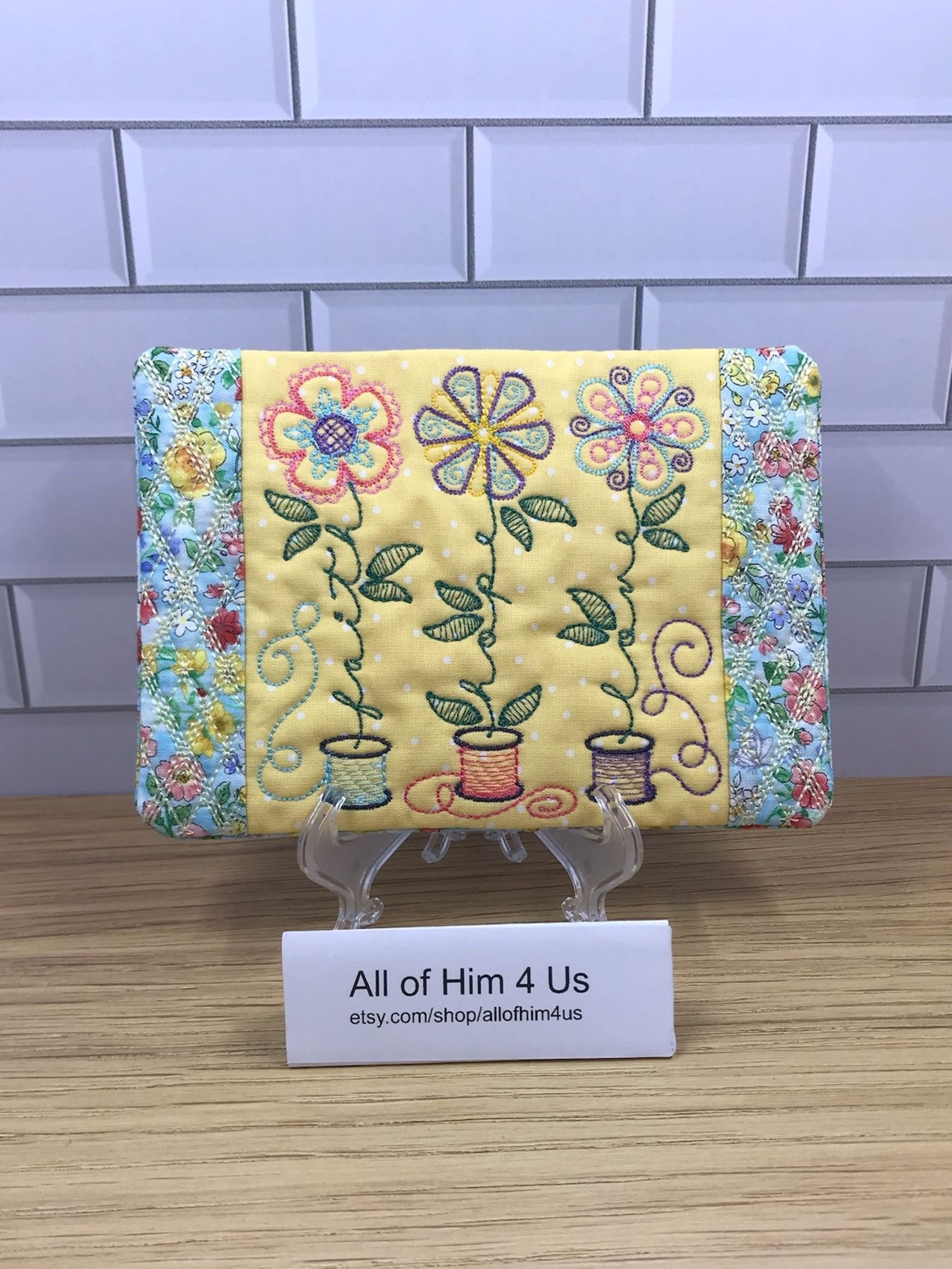 Faith Hope Love Flower Mug Rug. Machine Embroidered Quilted - Etsy