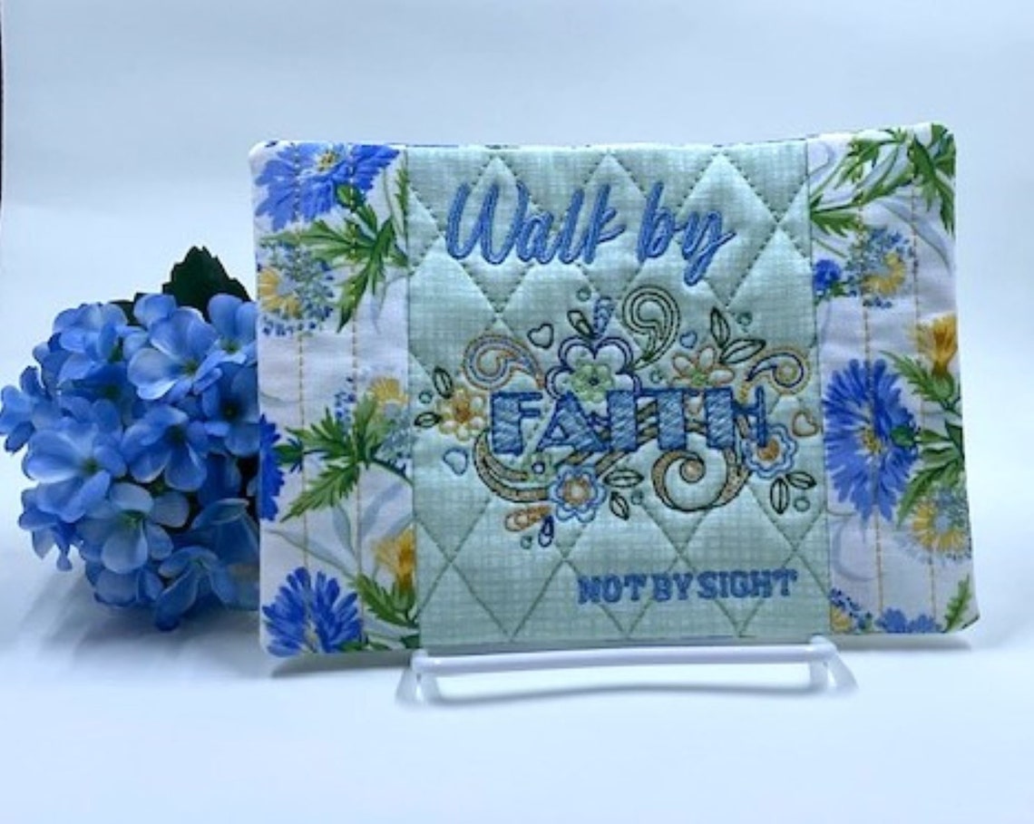 Walk by Faith Mug Rug. Bible Verse Mug Rug, Machine Embroidered ...