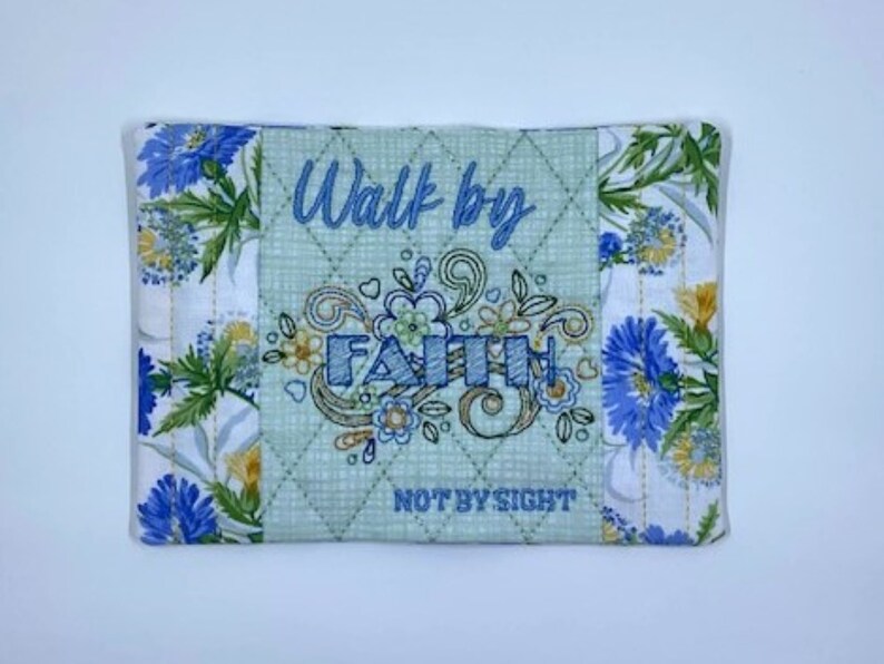Walk by Faith Mug Rug. Bible Verse Mug Rug, Machine Embroidered ...