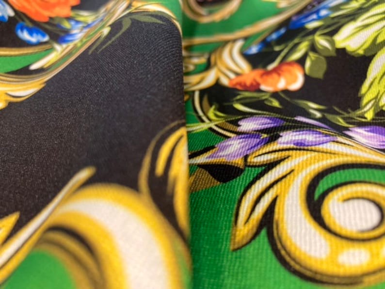 Printed Silk Mikado Fabric Made in Italy Authentic Designer - Etsy
