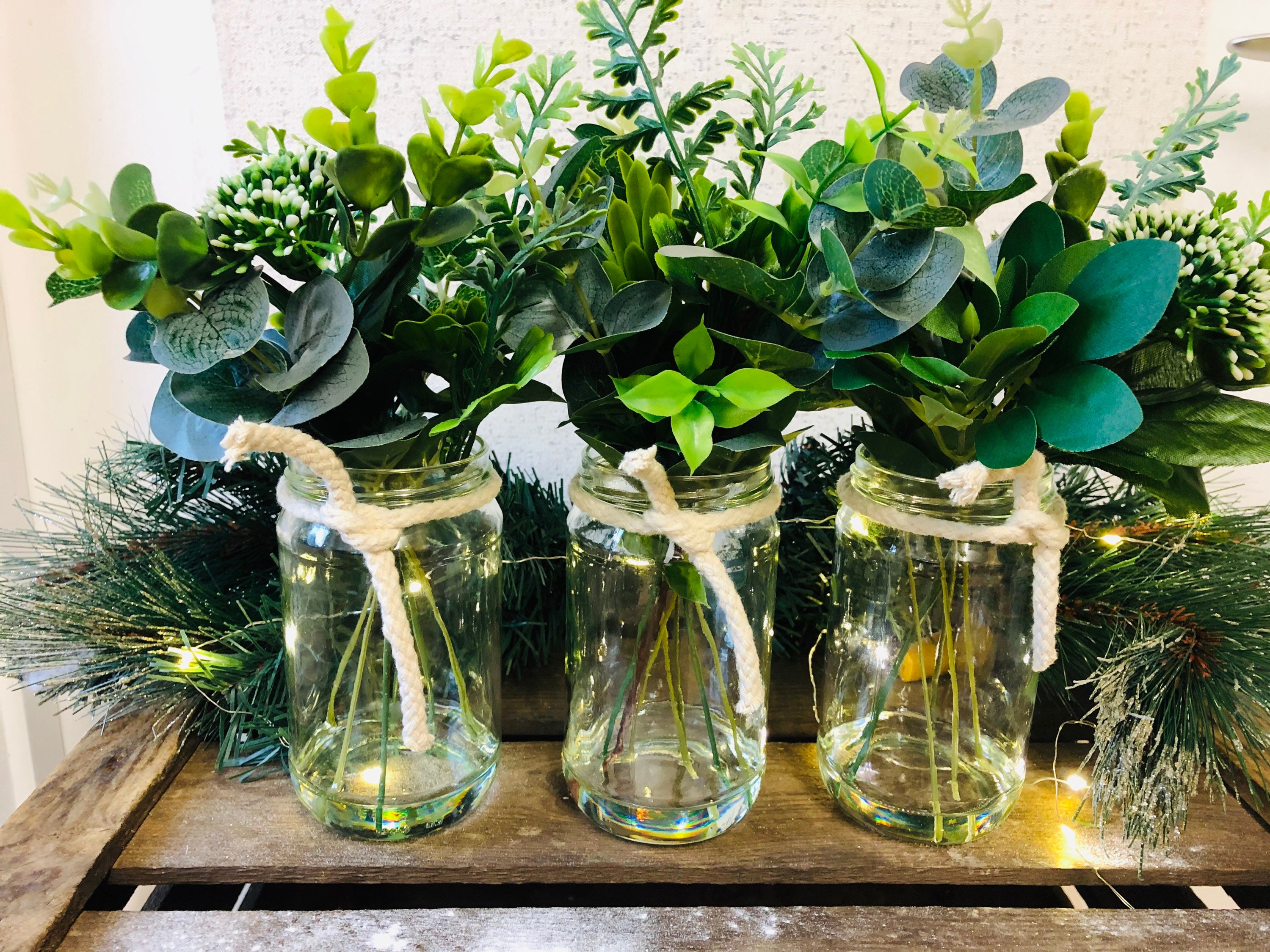 Artificial Botanical Foliage Glass Jar / Artificial Flower | Etsy