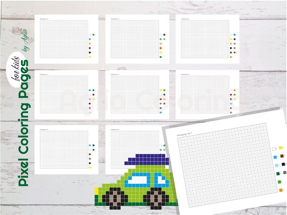 Classroom activity for kids Color by number Cars Pixel Coloring ...