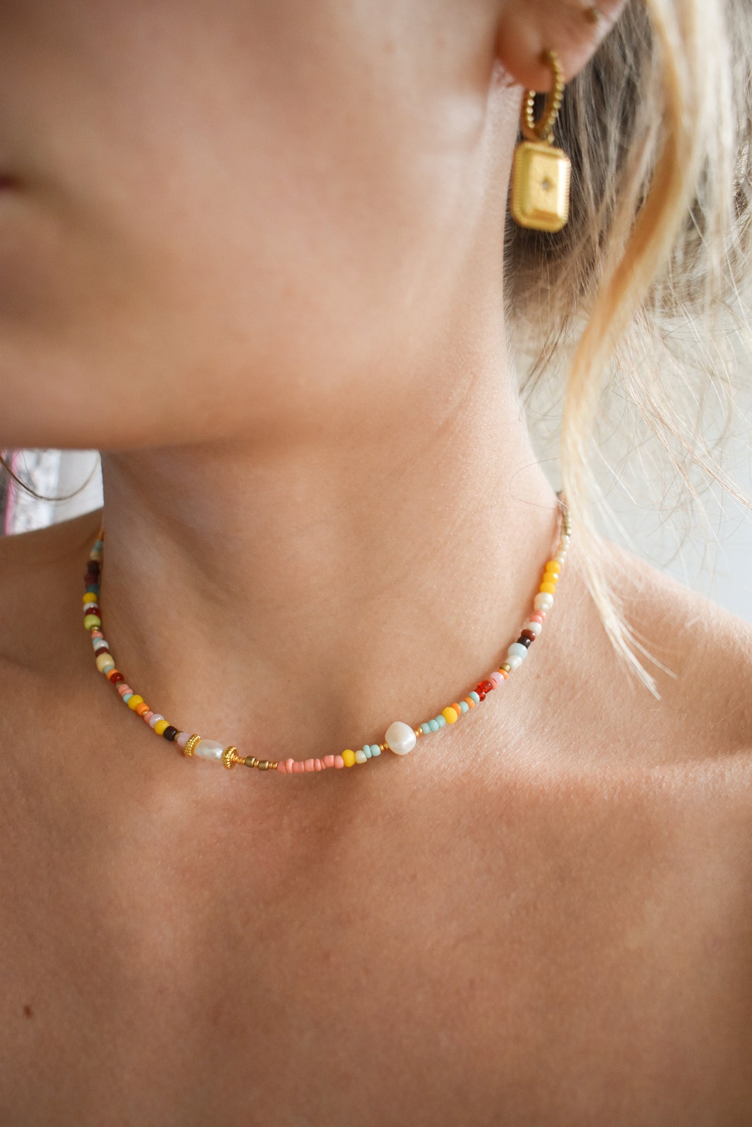 Beaded & Pearl Havana Necklace Handmade Necklace Colorful Gift ...