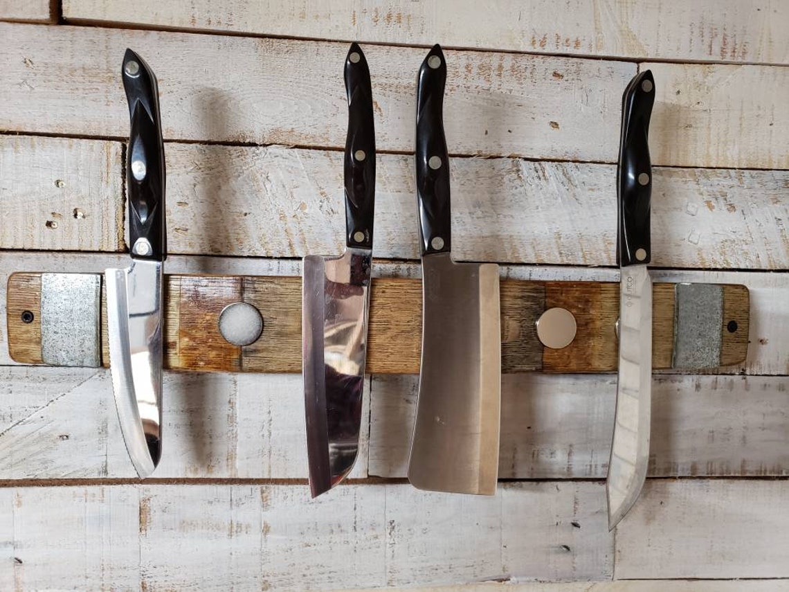 Rustic Knife Rack/holder Made From Authentic Reclaimed Wine Barrel ...
