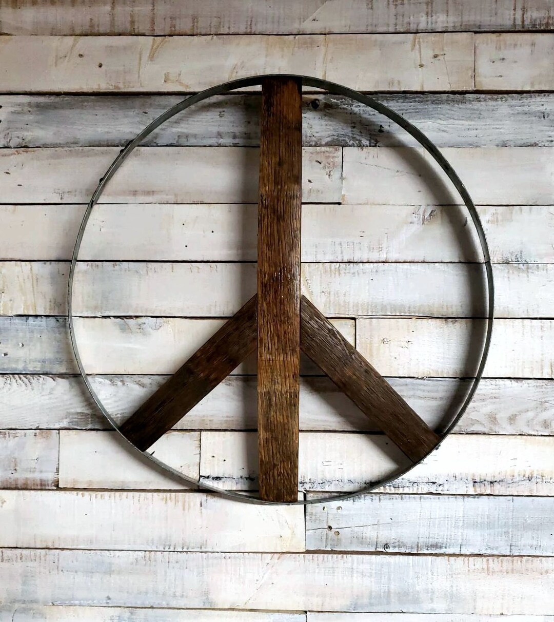 Unique Hanging Peace Sign Made From Authentic Reclaimed Wine/whiskey ...