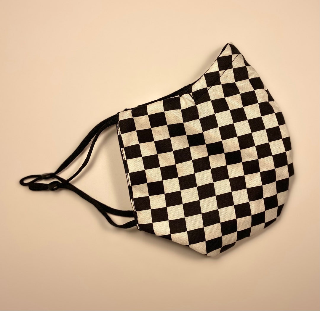 Black and White Checkered Face Mask, Checkered Face Mask for Men and ...