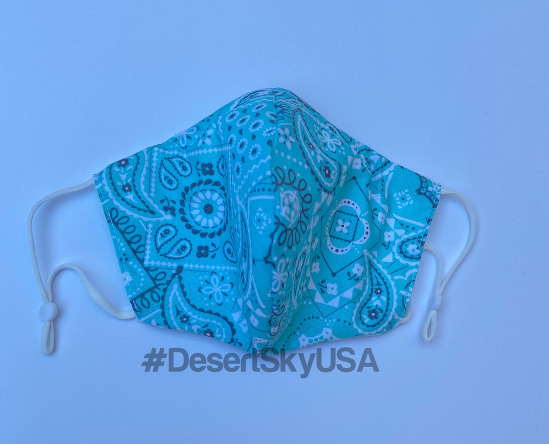 Light Blue Bandana Face Mask Aqua Blue Bandana Face Mask - Etsy