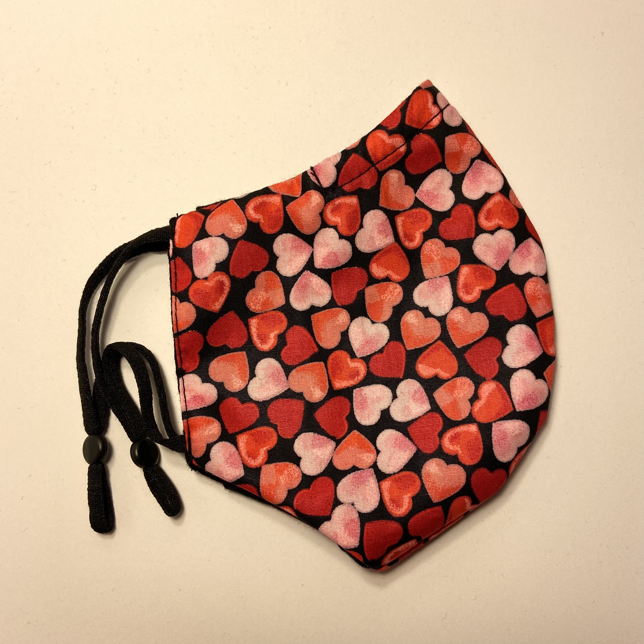 Hearts on Black Face Mask Red Hearts Face Mask Hearts Face | Etsy