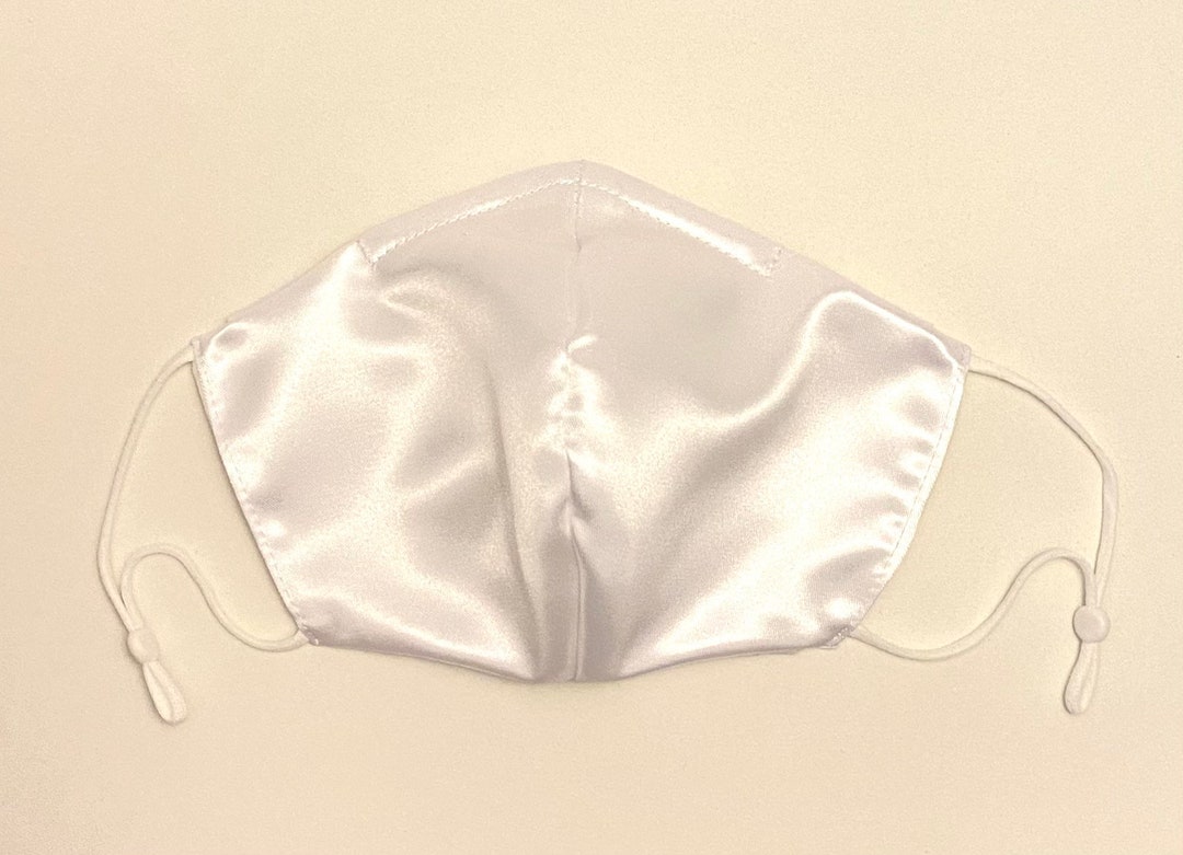 White Bridal Satin Face Mask, Silky Face Mask, White Face Mask, Wedding ...