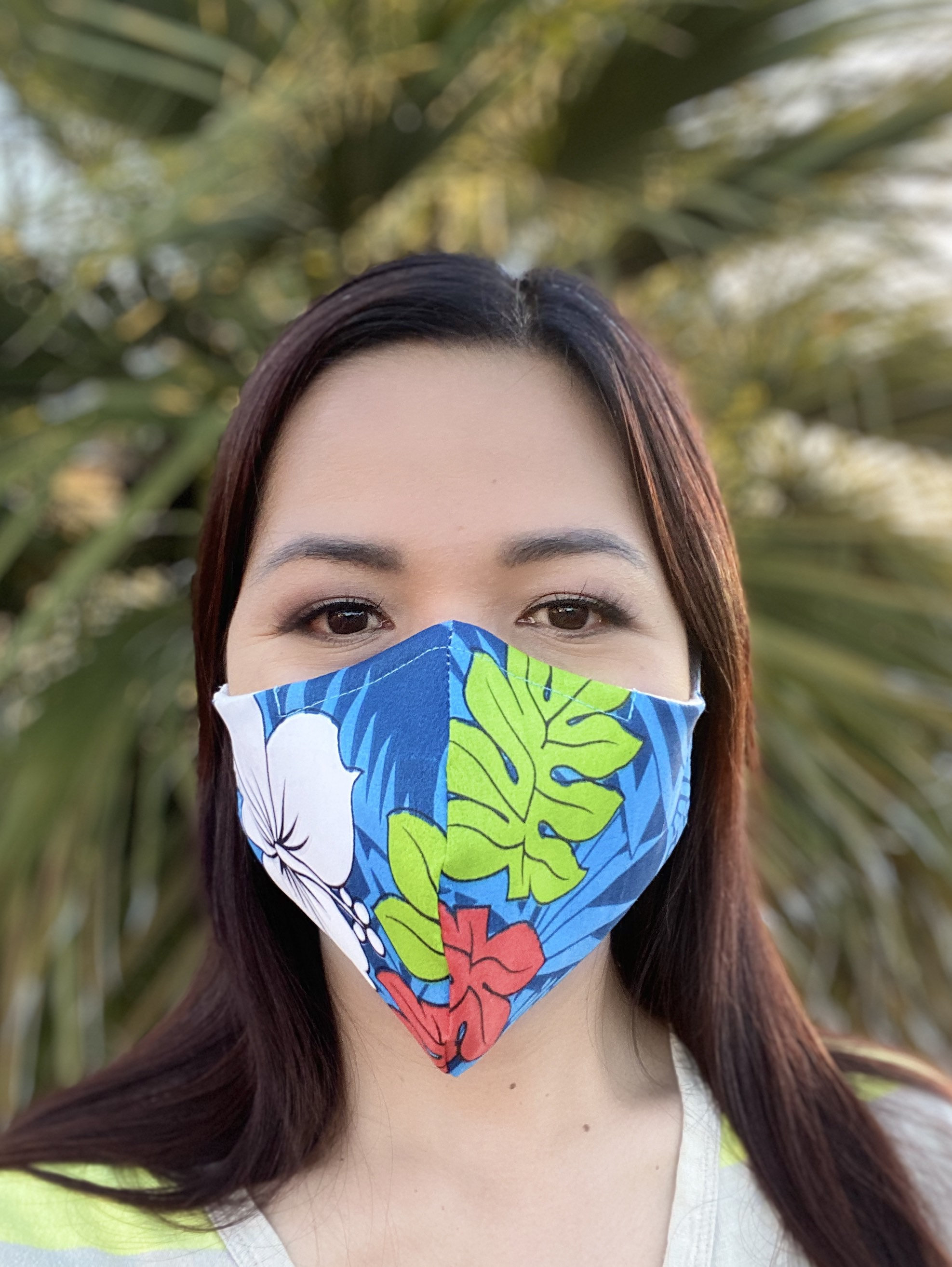 Blue Hawaiian Face Mask Polynesian Design 3 Layers w/ Filter | Etsy